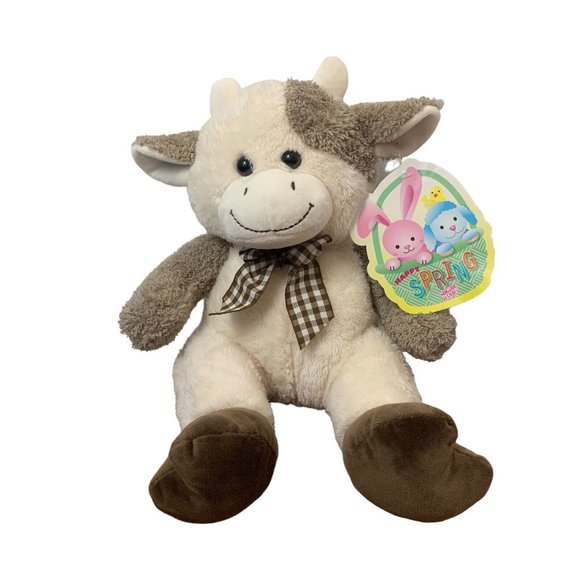 Kellytoy | Toys | Kellytoy Cow Plush Brown Gingham Bow Stuffed Animal ...